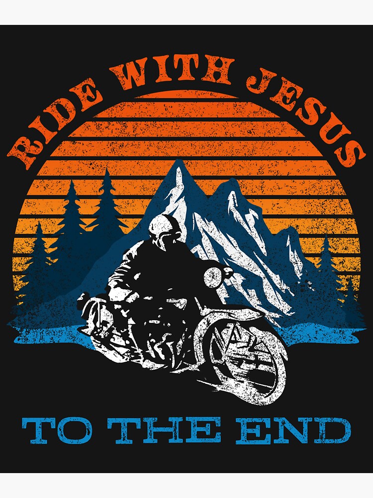 "Motorcycle Sunset Christian Faith: Ride with Jesus Biker " Sticker by ...