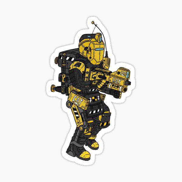 "cat, caterpillar. armored mech suit. sci fi art. " Sticker by ...