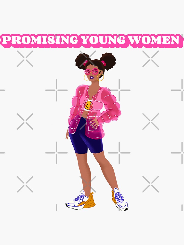 "PROMISING YOUNG WOMEN" Sticker for Sale by Pinu005 | Redbubble