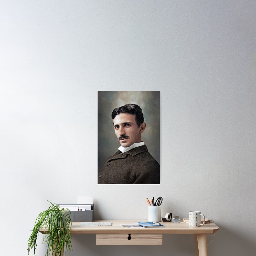 "Nikola Tesla colorized photo" Poster for Sale by KAI-Studio | Redbubble
