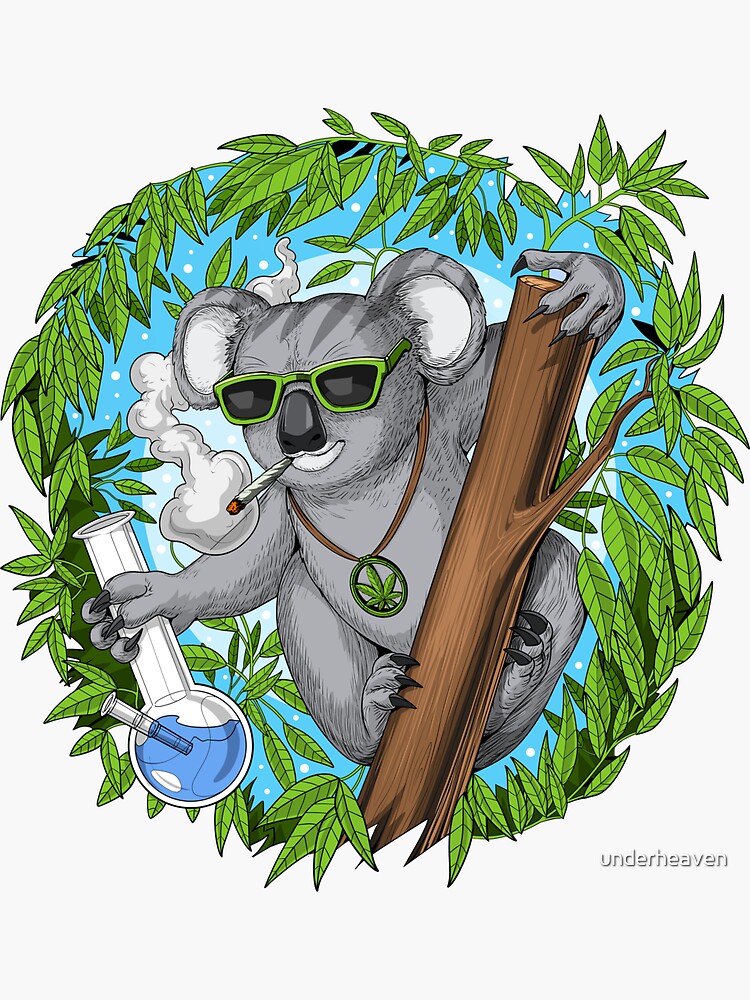 "Koala Smoking Weed" Sticker for Sale by underheaven | Redbubble