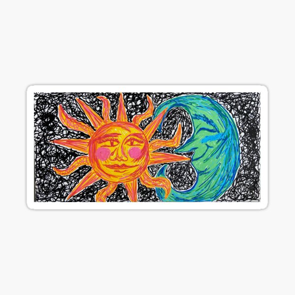 "Boho Hippie Sun and Moon" Sticker for Sale by KendallCreative | Redbubble