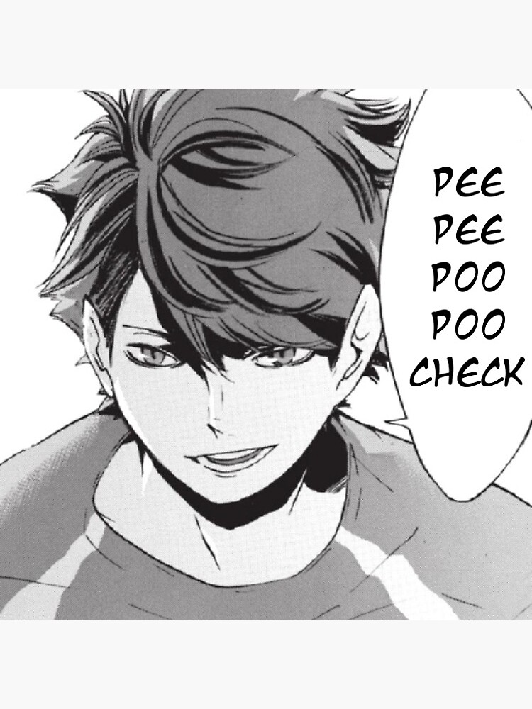 "oikawa pee pee poo poo check" Sticker for Sale by orxngecreme | Redbubble