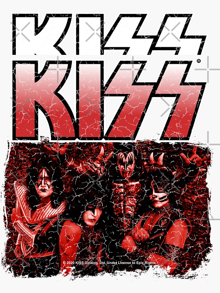 "KISS ® Fan Art | Red distressed design" Sticker by FrogDesign | Redbubble