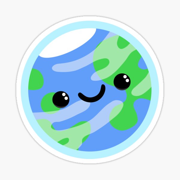 "Cute Happy Earth" Sticker by Rawrioli | Redbubble