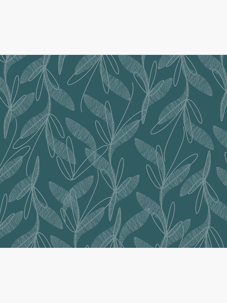 "Retro Botanical Pattern in Dusky Steel Blue Tones" Throw Blanket for ...
