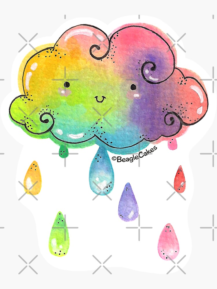 "Kawaii Rainbow Cloud" Sticker for Sale by beaglecakes | Redbubble