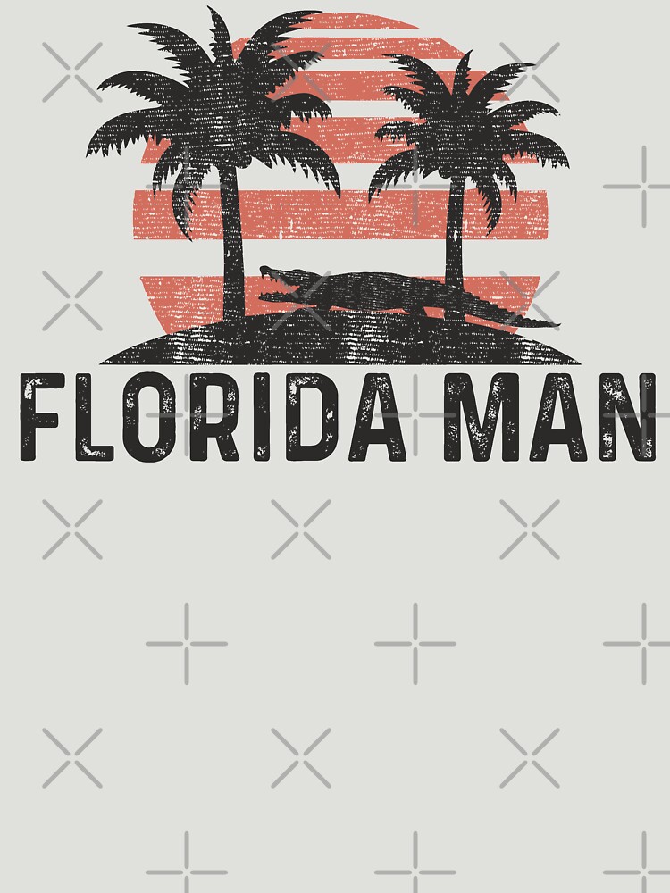 "Florida Man State Funny Meme Vintage Palm Trees and Sunset Retro Sun ...