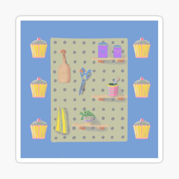 "Pegboard Baking" Sticker for Sale by sueshormanart | Redbubble