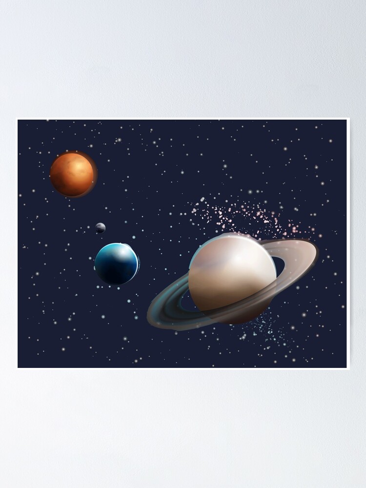 "The world of space, planets of different sizes, different colors, and ...