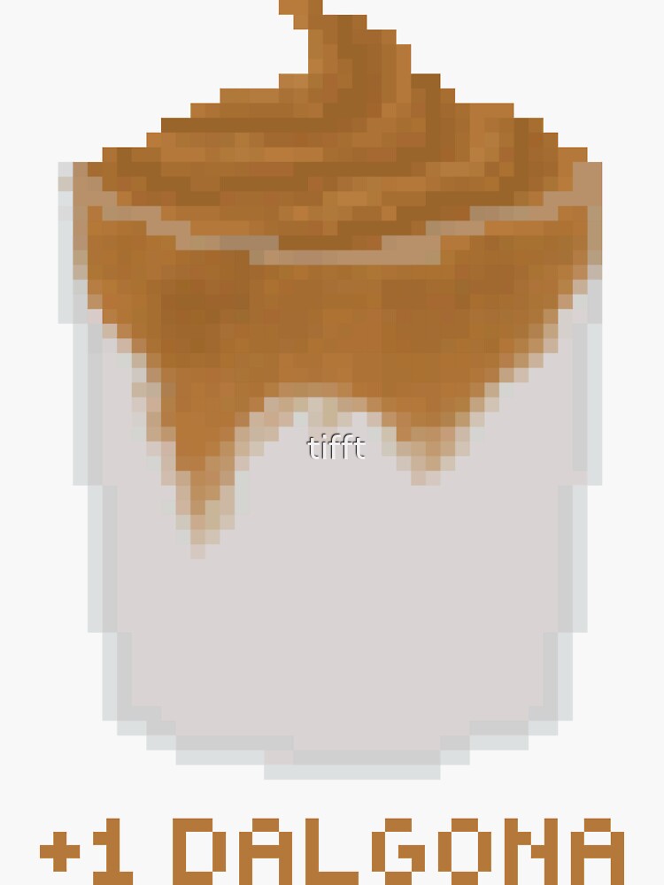 "+1 dalgona coffee pixel art drawing (pink background)" Sticker by ...