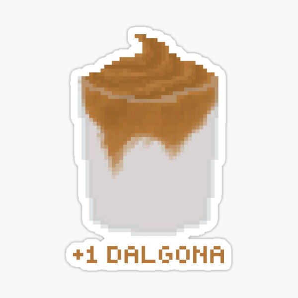"+1 dalgona coffee pixel art drawing (pink background)" Sticker by ...