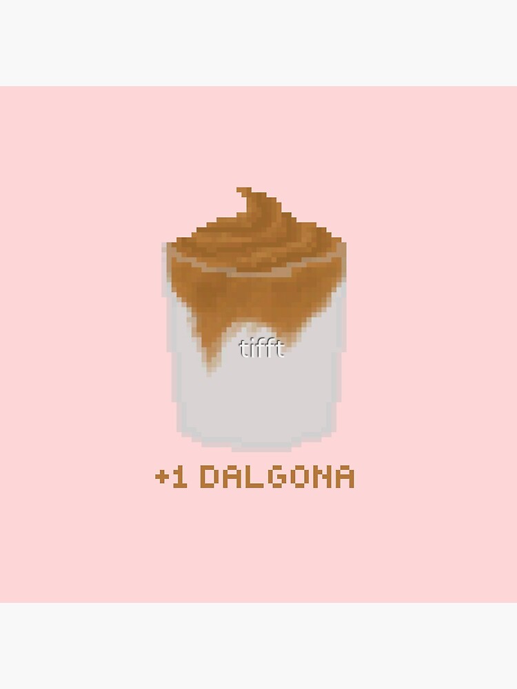 "+1 dalgona coffee pixel art drawing (pink background)" Poster for Sale ...