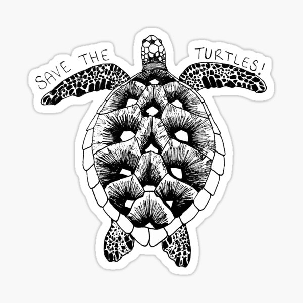 "Save the Turtles! (b+w) " Sticker by in2thewild | Redbubble