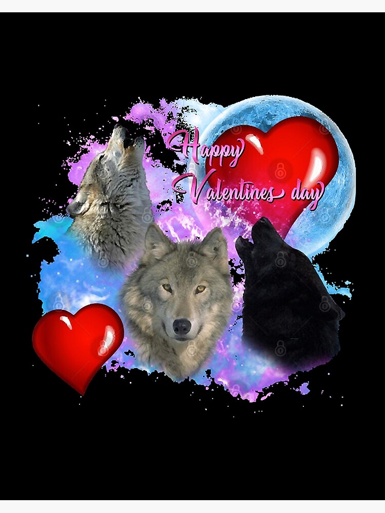 Wolf Art Valentine Happy Valentine Day Wolf Moon Poster Art