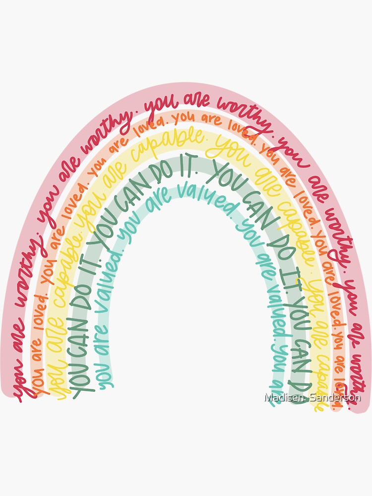 "positive affirmation rainbow" Sticker for Sale by madebymads0 | Redbubble