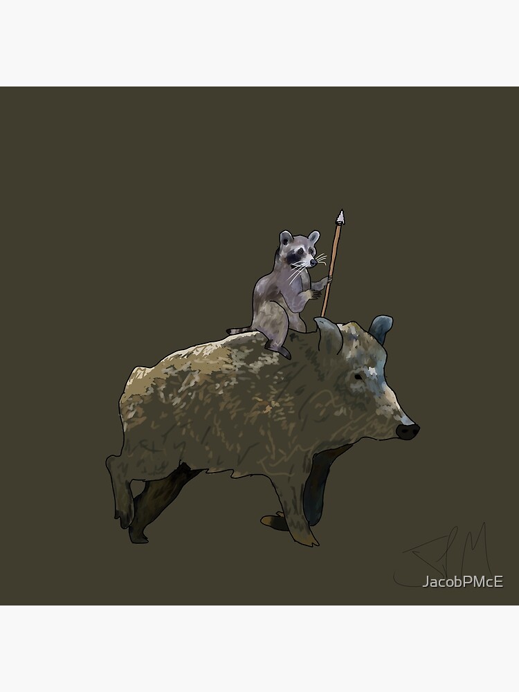 "Racoon Riding a Wild Boar" Poster for Sale by JacobPMcE | Redbubble