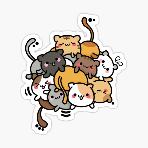 "Cluster Cats" Sticker for Sale by Dinosaursonacid | Redbubble