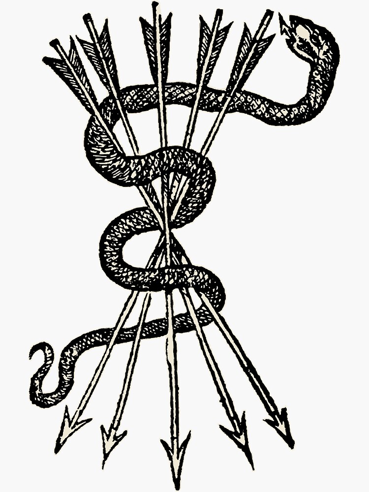 "Snake & Arrows" Sticker by Bela-Manson | Redbubble