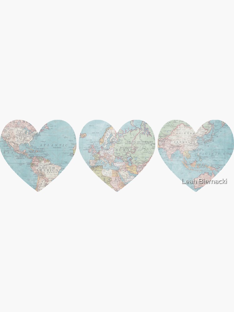 "World Map Heart" Sticker for Sale by adventureliela | Redbubble