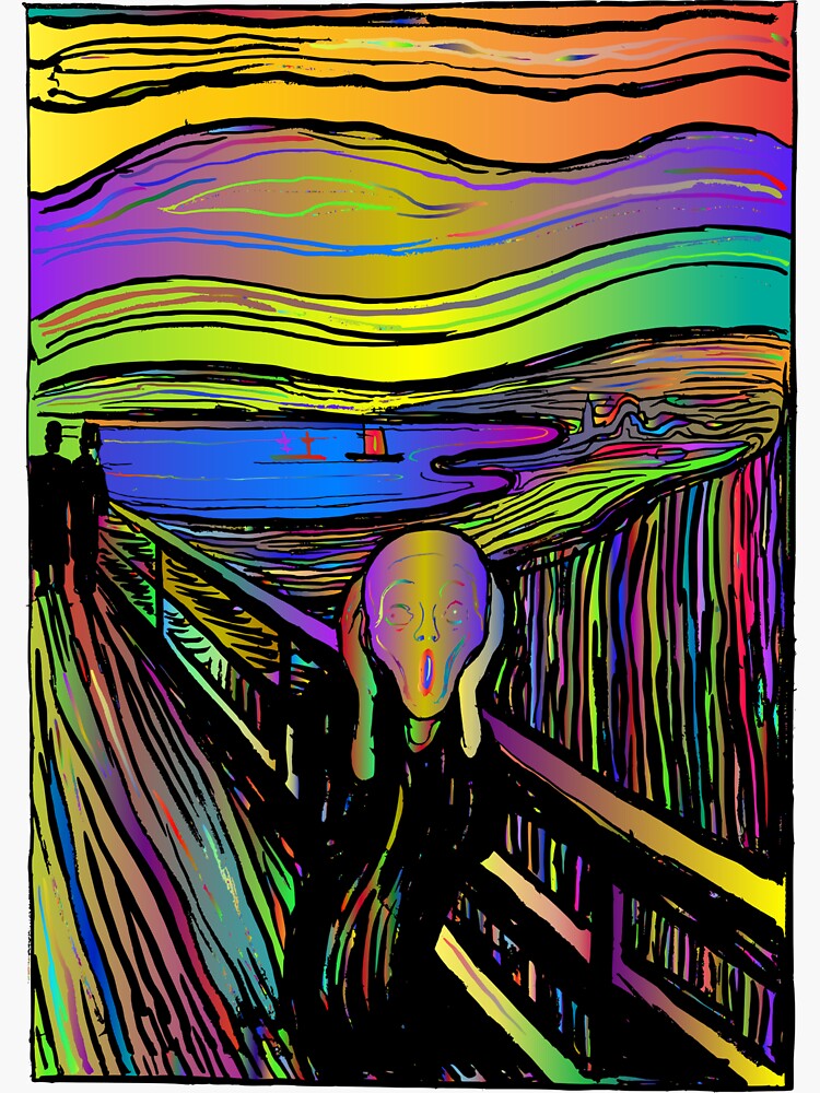 "Scream Painting Art Family Landscape Lake People Nature " Sticker for ...