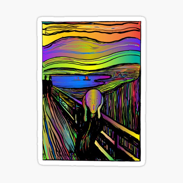 "Scream Painting Art Family Landscape Lake People Nature " Sticker for ...