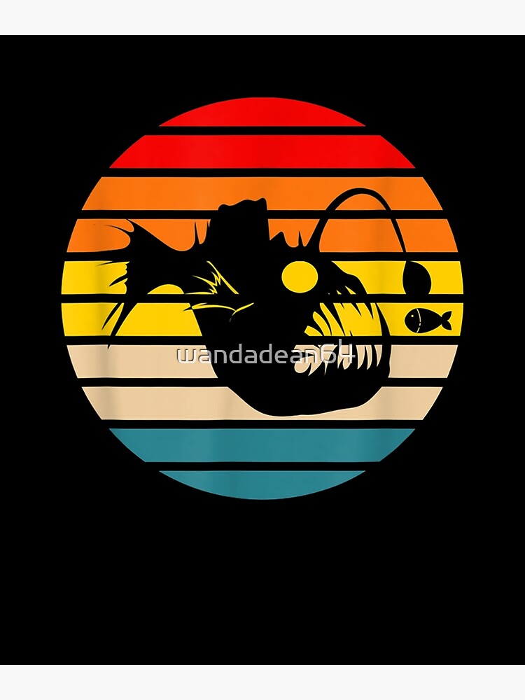 "Angler Fish Eating Bait Retro Vintage Deep Sea Fishing" Poster by ...