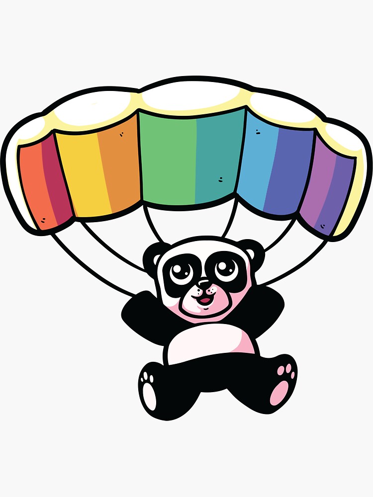 "Cute panda with a colorful parachute" Sticker for Sale by ...