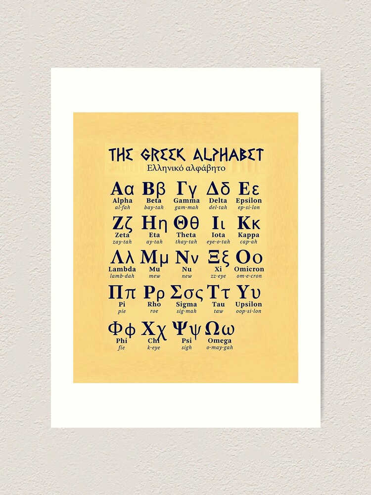 "The Greek Alphabet Chart" Art Print for Sale by banabananaz | Redbubble