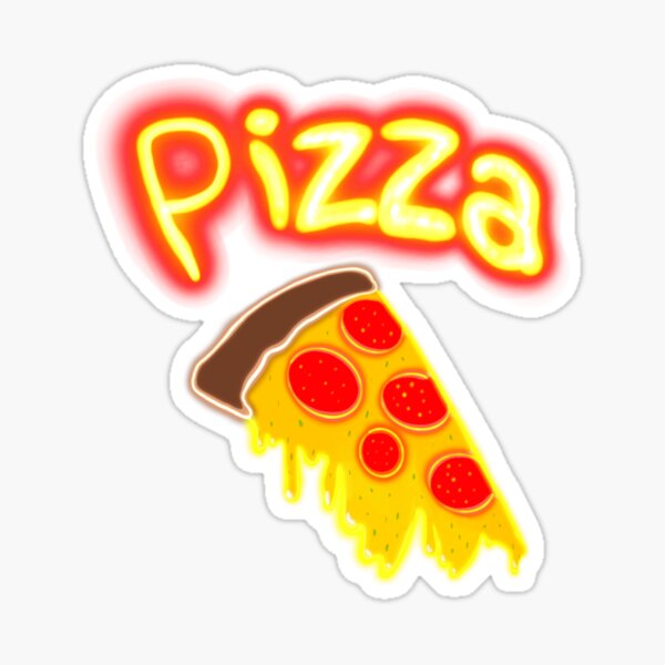 "Neon pizza " Sticker for Sale by Purplepugprints | Redbubble