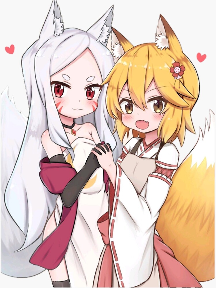 "The Helpful Fox Senko-san and Shiro Design." Sticker for Sale by ...