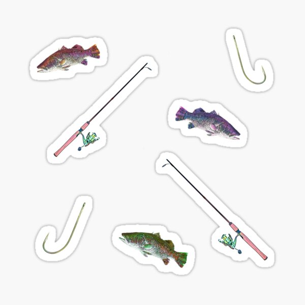 "Fish - Fishing Pole and Hook Pattern" Sticker for Sale by ...