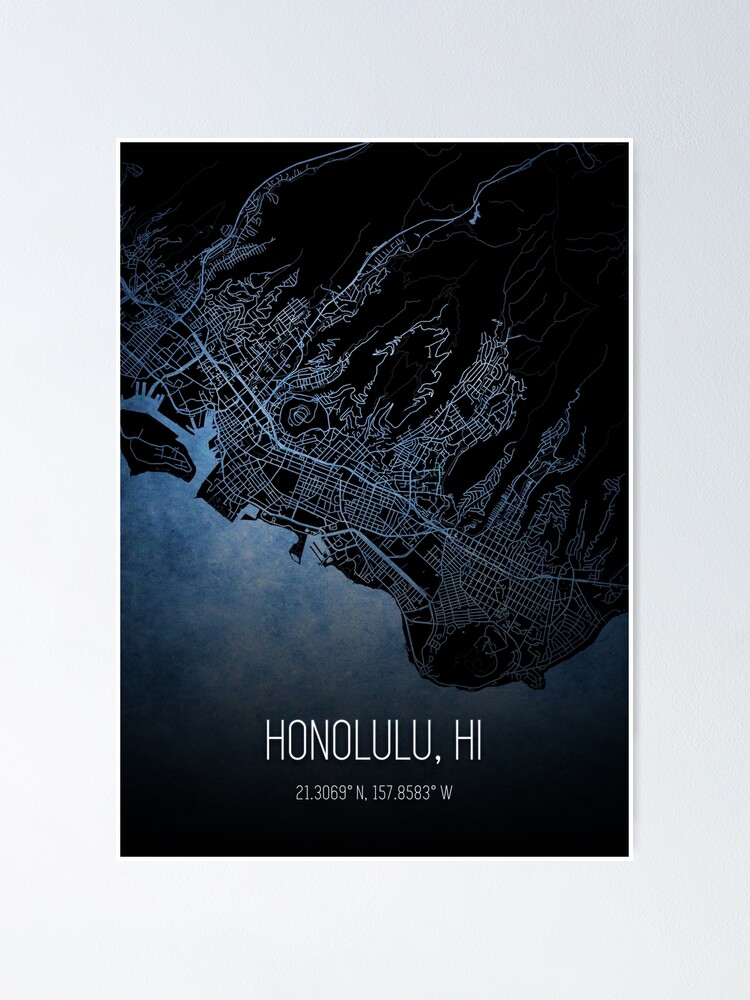 "Honolulu City Map" Poster for Sale by NicFullerArt | Redbubble