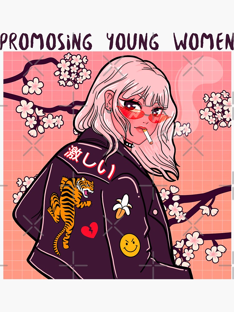 "PROMISING YOUNG WOMEN" Sticker by Pinu005 | Redbubble