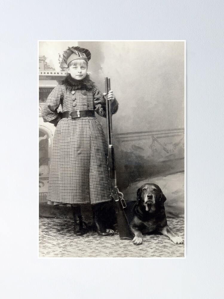 "1900 Hunting Girl and her Hound Dog" Poster for Sale by ...