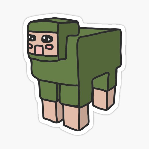 "Cute Minecraft green sheep" Sticker by Peach-cloud | Redbubble
