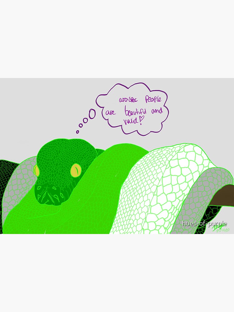 "Aromantic pride flag snake " Sticker by hues-of-purple | Redbubble