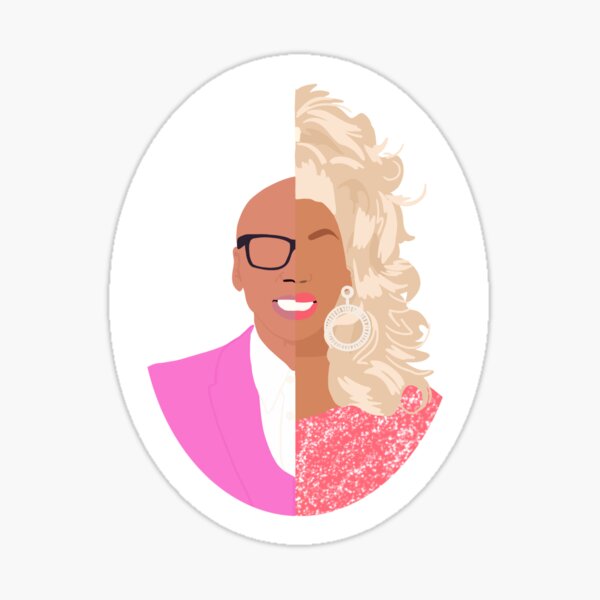 "RuPaul in and out of drag " Sticker for Sale by NorthernDrawn | Redbubble