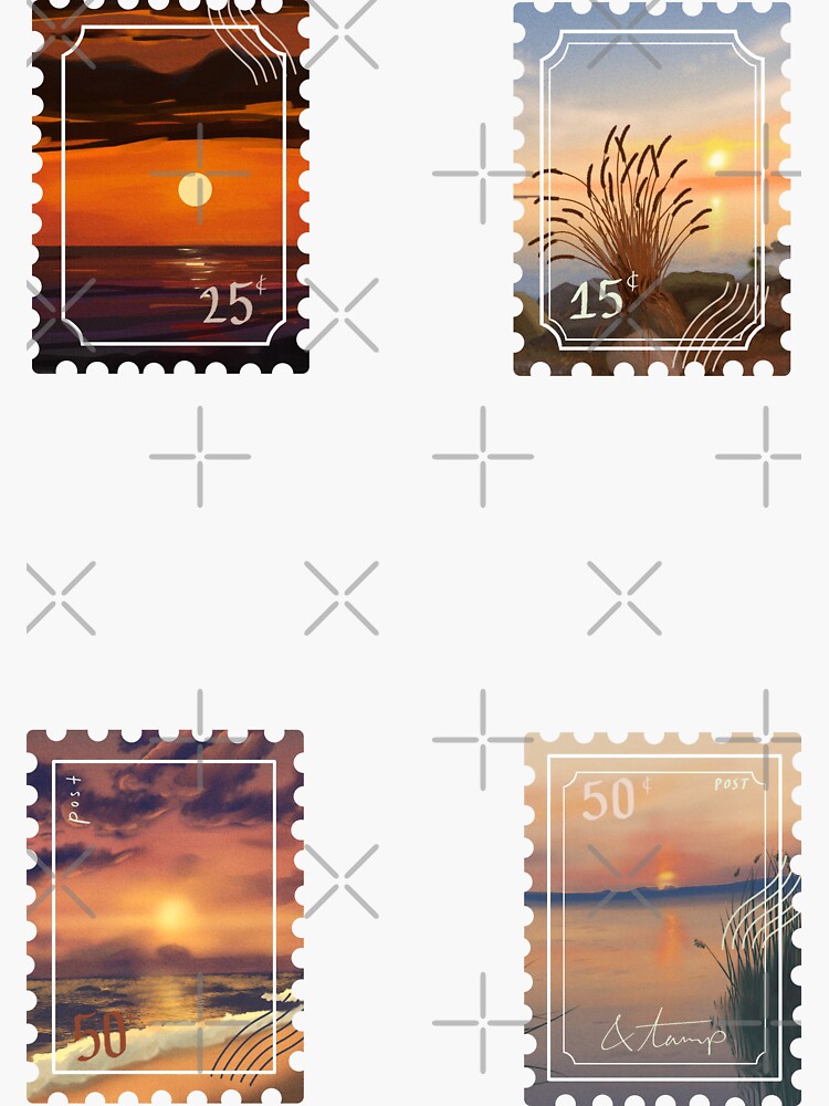"Beautiful Sunset Post Stamps journaling sticker set" Sticker for Sale ...