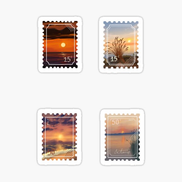 "Beautiful Sunset Post Stamps journaling sticker set" Sticker for Sale ...