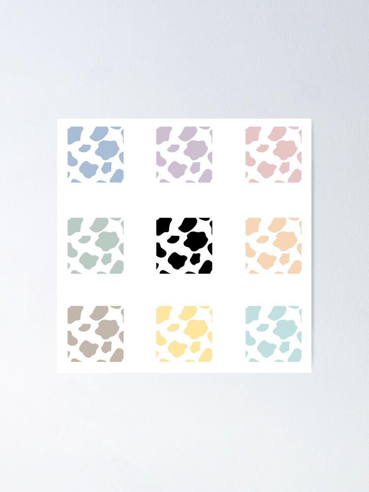 "Colorful Cow Print Squares Sticker Pack" Poster for Sale by yumiso ...