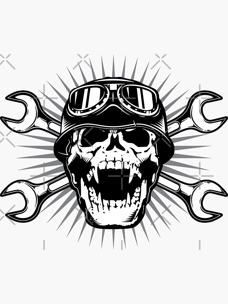 "Skull and Spanners" Sticker by D4mon | Redbubble