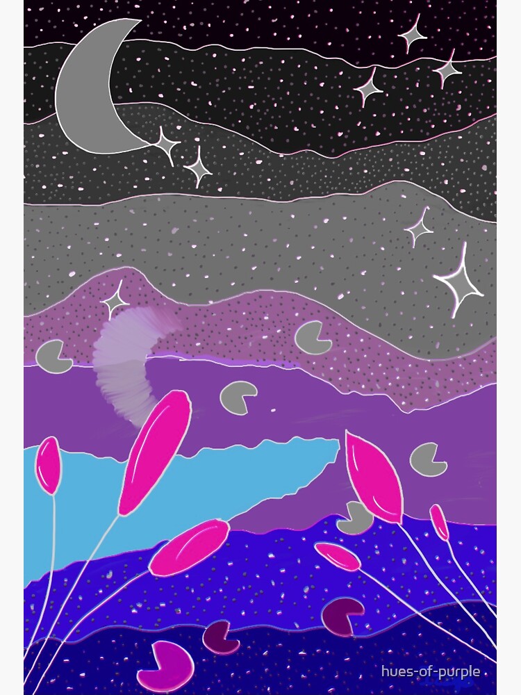 "BI/ACE flags drawing moon and pond" Sticker by hues-of-purple | Redbubble