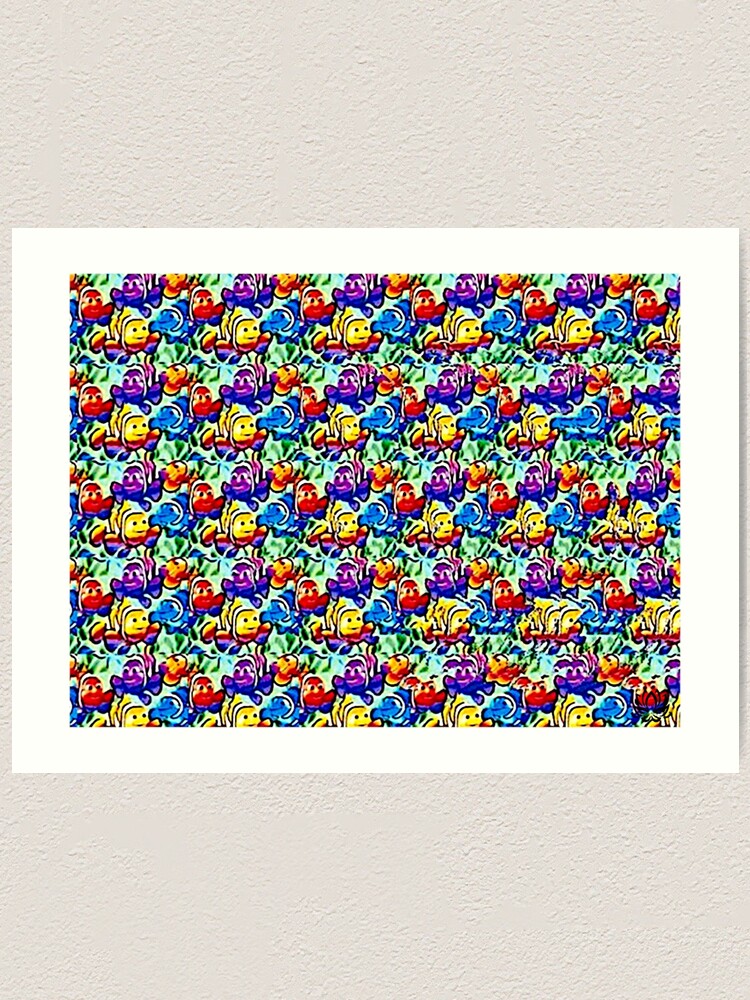 "Happy Fish Stereogram" Art Print for Sale by JMarP | Redbubble