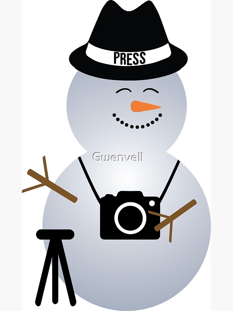 "Snowman photographer with hat" Poster by Gwenvell | Redbubble