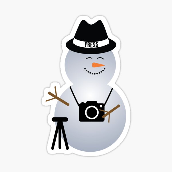"Snowman photographer with hat" Sticker by Gwenvell | Redbubble