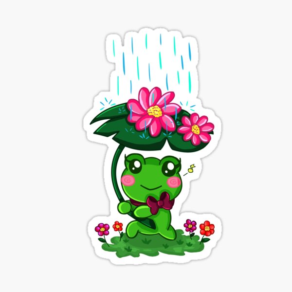 "Frog In The Rain" Sticker by AppleCatCafe | Redbubble
