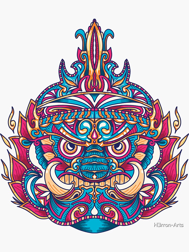 "Tribal Thai Yaksha" Sticker by H3rron-Arts | Redbubble