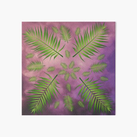 Lámina rígida «Plétora de hojas de palma 18 en un cielo morado y rosa ...