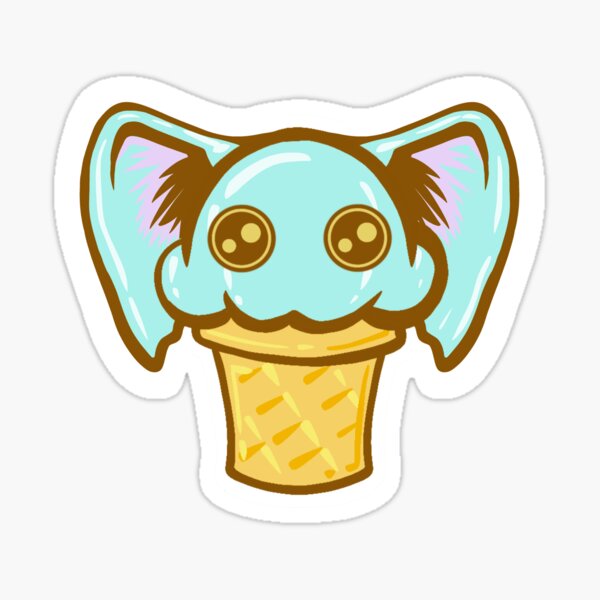 "Baby Elephant - Nice Cream Critter's-Cerulean Cute Kawaii" Sticker for ...